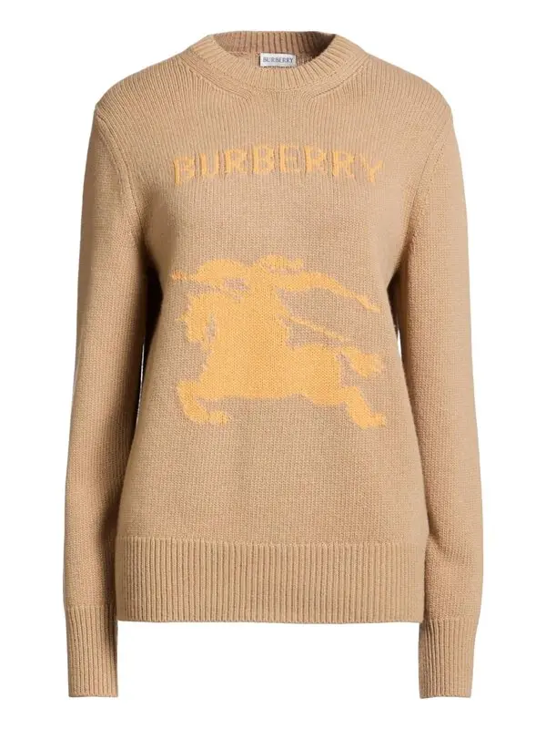 Burberry Two-tone Cashmere Knitwear With Logo - Sand-colored