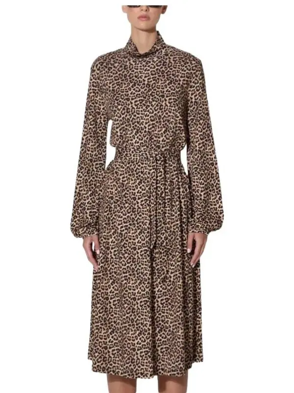 A.p.c. Leopard Print Midi Dress - Brown