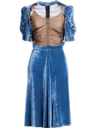 MAISON MARGIELA Velvet And Tulle Dress - Blue