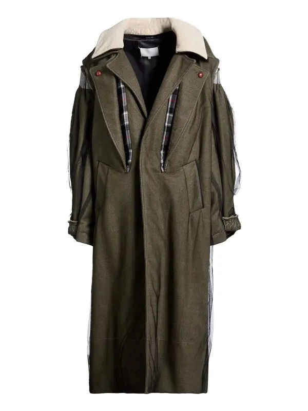 MAISON MARGIELA Single-breasted Coat With Distressed Detailing - Green
