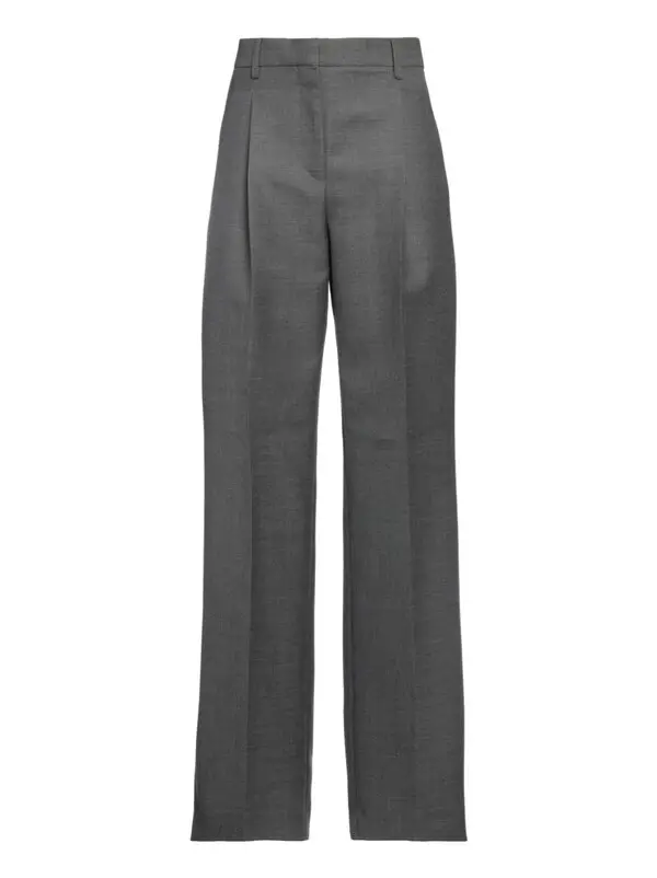 Burberry Tailored Wool Trousers With Belt - Grey