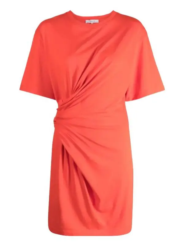 FRAME Short-sleeve Ruched-detail Minidress - Orange