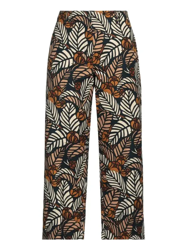 Max Mara Floral Print Canvas Pants - Black