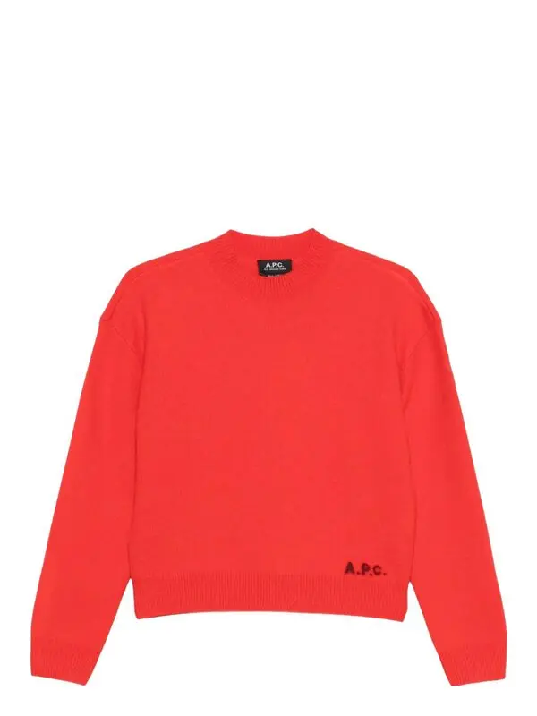 A.p.c. Crew Neck Sweater With Embroidered Details - Red
