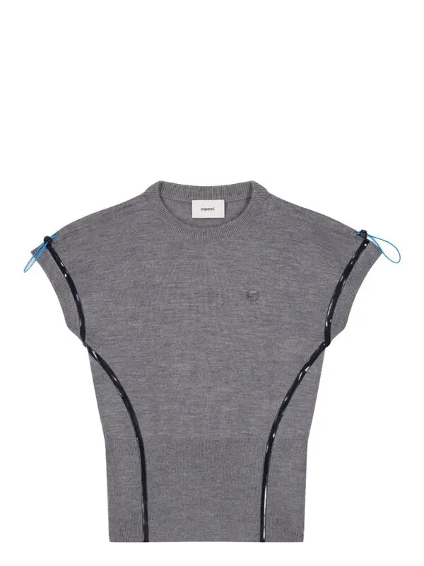 Coperni Cap Sleeve Knit Top - Grey