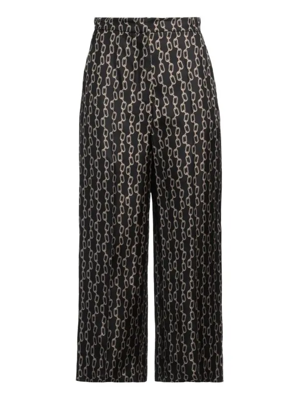 Max Mara Two-tone Loose Long Pants - Black