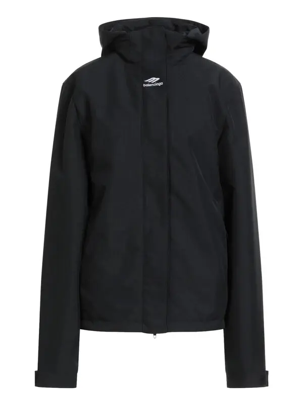 Balenciaga Hooded Jacket With Zip And Snap Closure - Black
