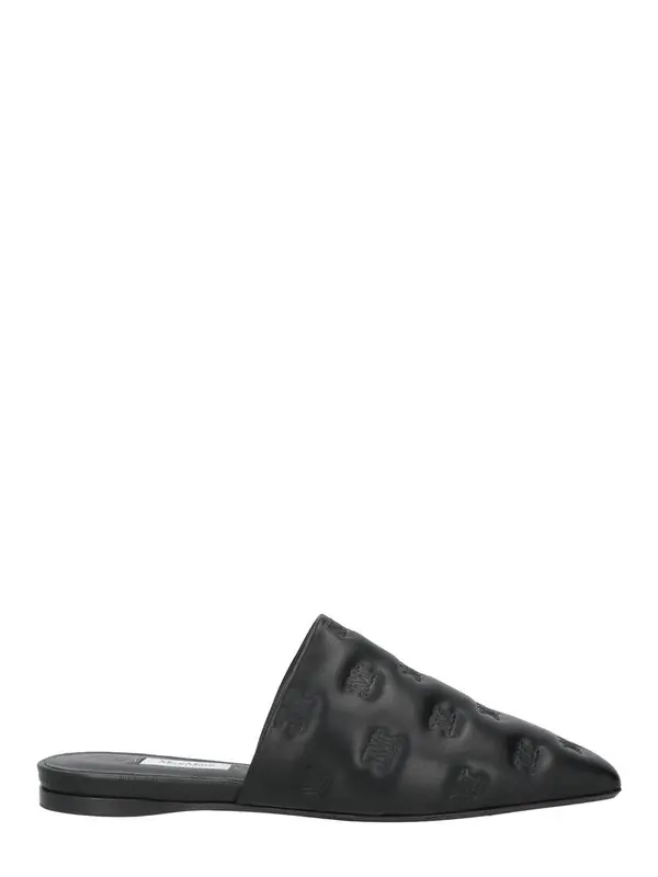 Max Mara Embossed Leather Mules - Black