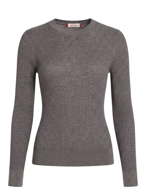 Max Mara Long-sleeved Knitted Sweater With Sequins - Grey
