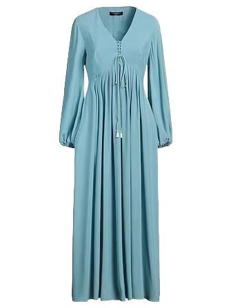 Max Mara Long Sleeve V-neck Maxi Dress - Turquoise