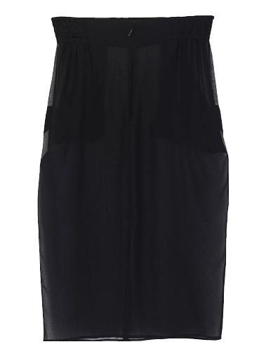 Saint Laurent Minimalist Solid Colour Midi Skirt - Black