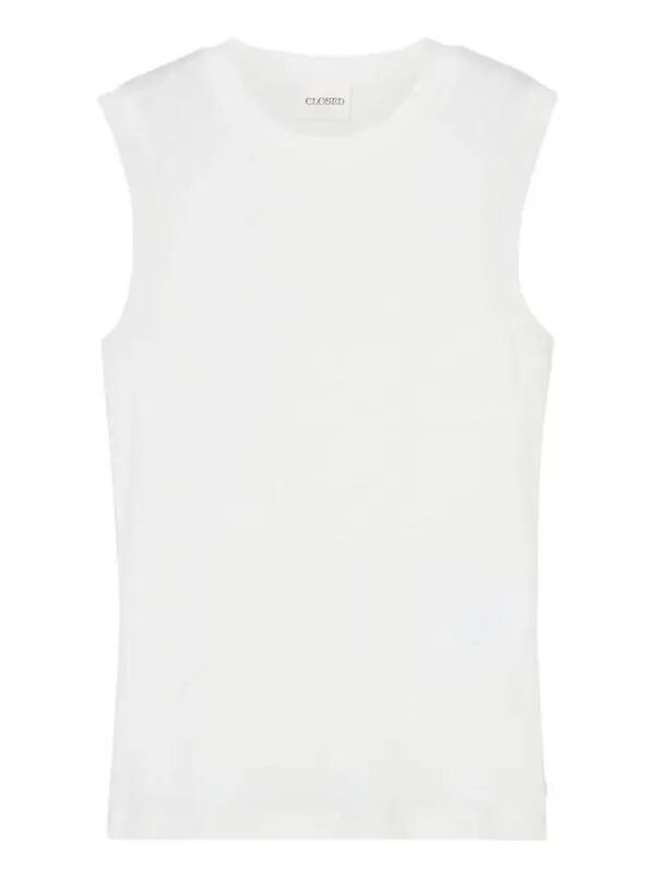 Closed Crew-neck Sleeveless Top - White