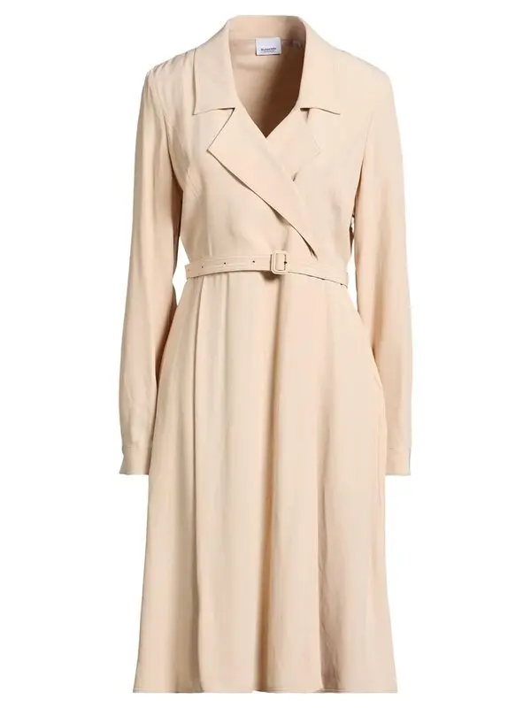 Burberry Lantern Sleeve Crepe Dress With Belt - Nude