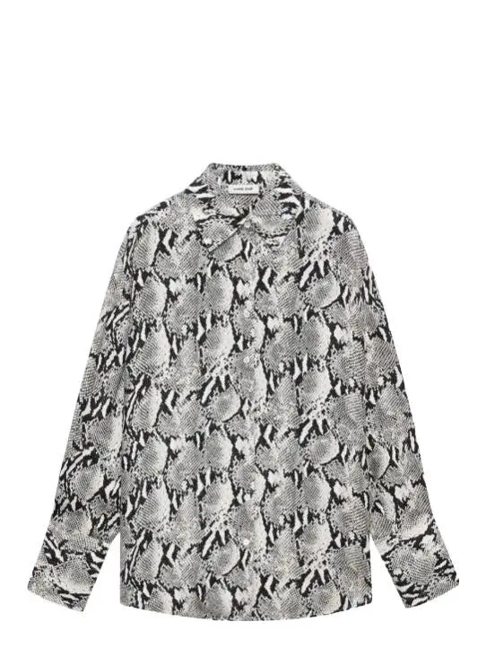 ANINE BING Python Print Long Sleeve Shirt - Gray
