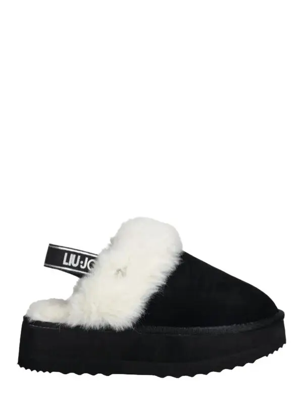 Liu Jo Platform Mules With Logo Strap - Black