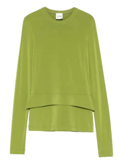 Nanushka Round Neck Long Sleeve Top - Green