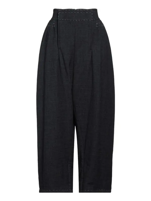 MAISON MARGIELA Tailored Flannel Trousers With Contrast Stitching - Black