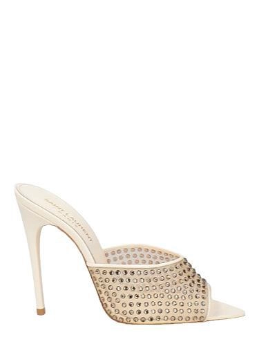 Saint Laurent High-heeled Embellished Sandals - White