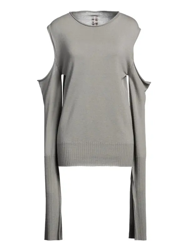 Rick Owens Crew-neck Knit Top With Cold-shoulder Design - Gray