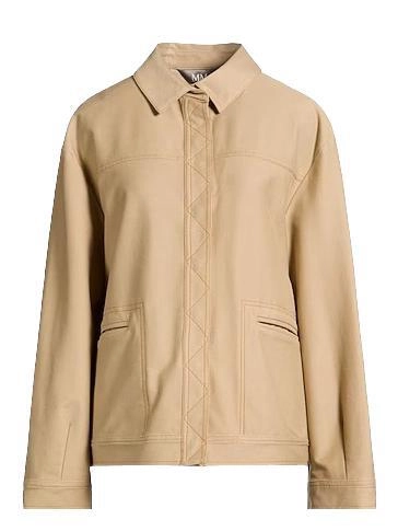 Max Mara Solid Long Sleeve Gabardine Jacket - Khaki