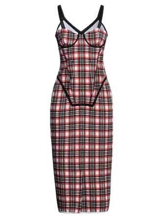 Burberry Plaid Midi Dress - Red