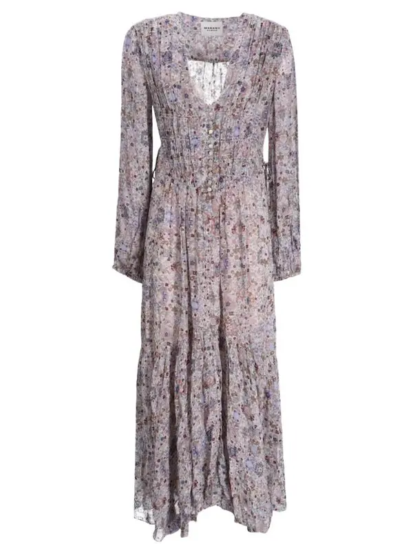 Isabel Marant Étoile Briane Printed Long-sleeve Maxi Dress - Gray