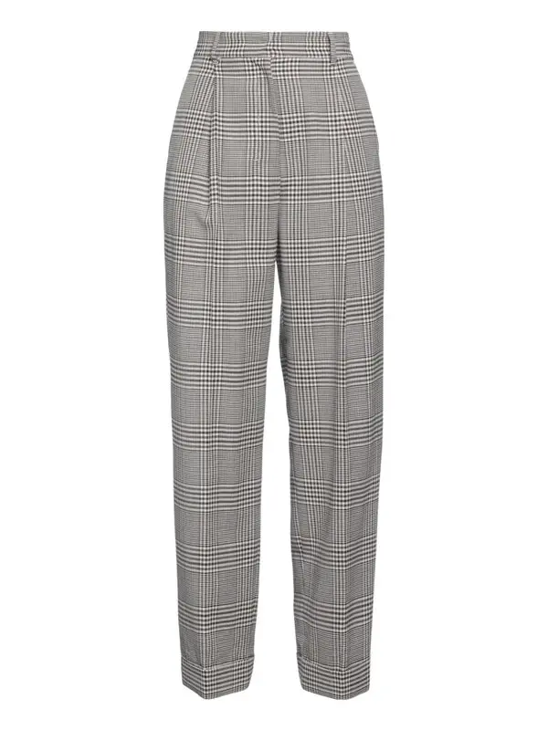 Max Mara Plaid Straight-leg Trousers In Cool Wool - Gray