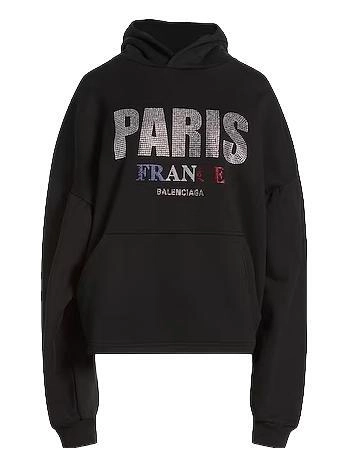 Balenciaga Solid Colour Hooded Sweatshirt - Black