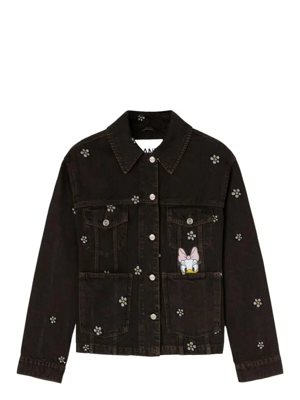 GANNI Daisy Duck Denim Oversized Jacket - Chicory Coffee