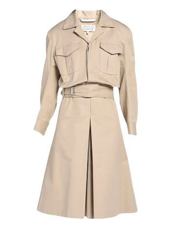 MAISON MARGIELA Plain Twill Long Sleeve Shirt With Lapel Collar And Belt - Beige