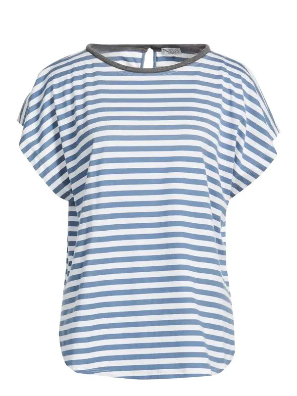 Brunello Cucinelli Striped Crewneck T-shirt - Blue