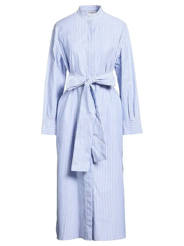 Max Mara Striped Belted Shirt Dress - Blue