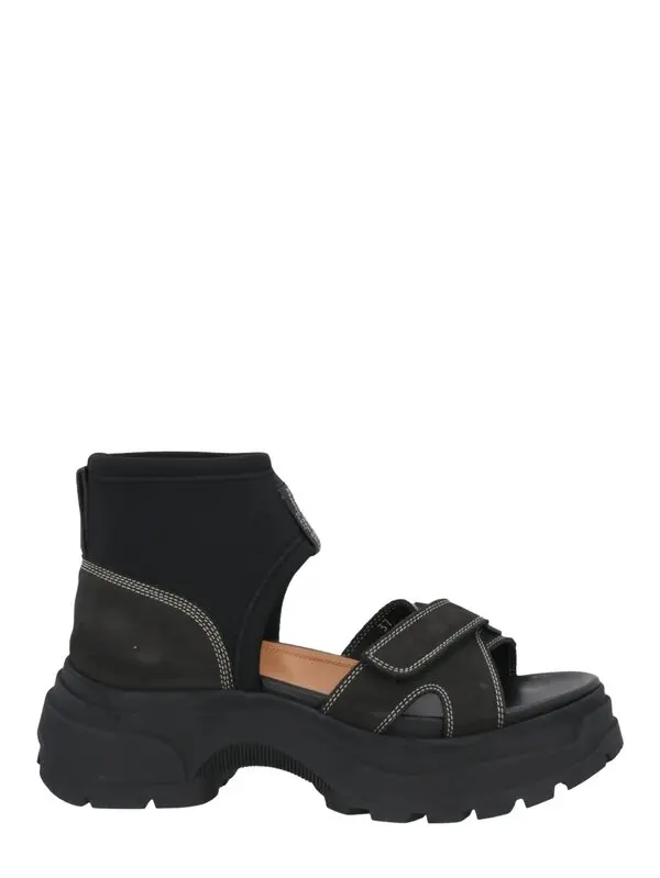 MAISON MARGIELA Two-tone Leather And Jersey Sandals - Black