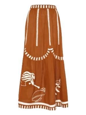 ERES Maxi Skirt With Lobster Print - Brown