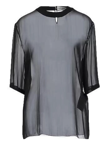 Saint Laurent Short Sleeve Chiffon Top - Black