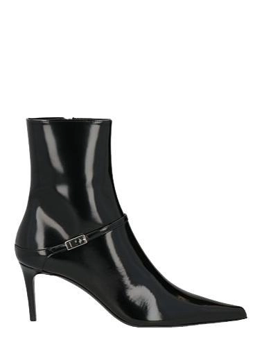Saint Laurent Shiny Leather Ankle Boots - Black