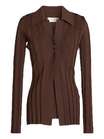 Sportmax Ribbed Knit Collared Long Sleeve Sweater - Red