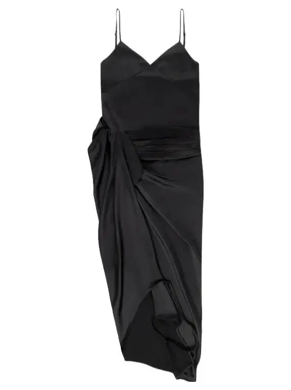 AREA V-neck Midi Dress - Black