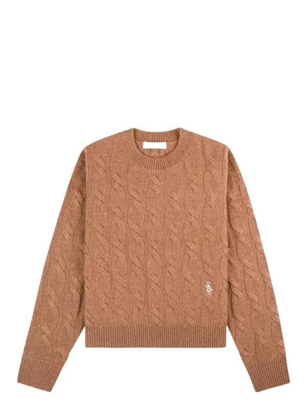 SPORTY  RICH Sporty & Rich Cable-knit Logo Detail Crewneck Sweater - No