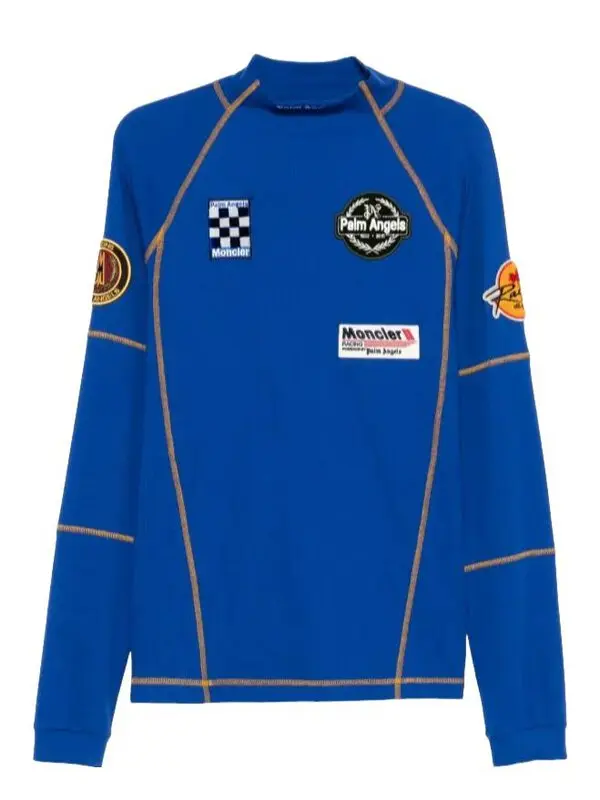 Palm Angels Applique Detail Long Sleeve T-shirt - Blue