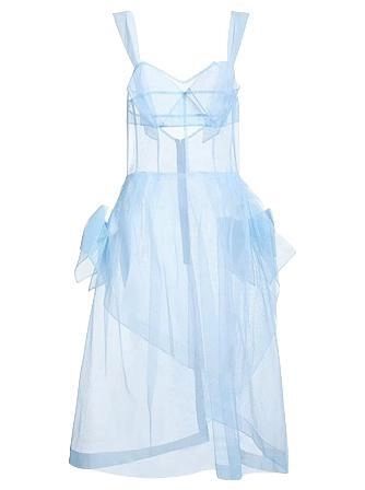 MAISON MARGIELA Sleeveless Sweetheart Neckline Flared Dress - Blue