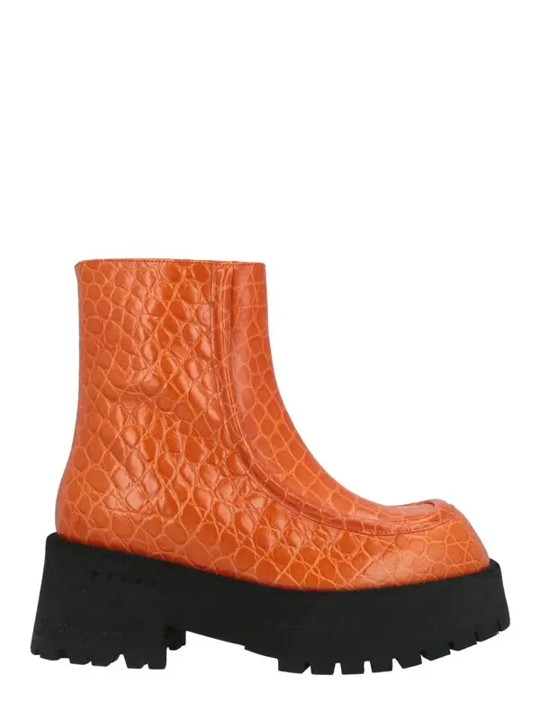 Marni Crocodile-effect Leather Ankle Boots - Orange