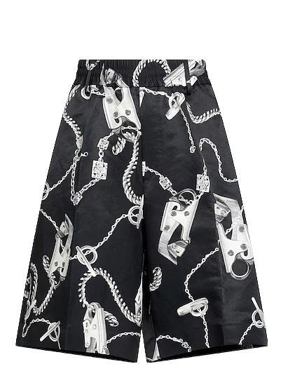 Burberry Two-tone Crepe Bermuda Shorts With Belt Loops And Pockets - Black