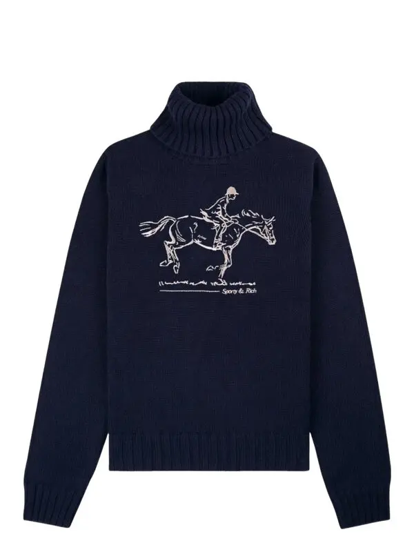 SPORTY  RICH Sporty & Rich Illustration Turtleneck Sweater - No