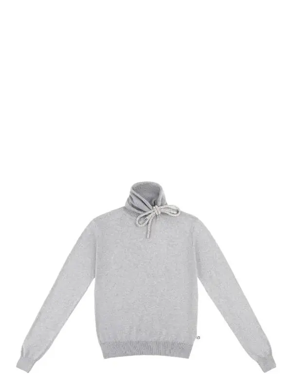 AREA Crystal-knot Turtleneck Sweater - Gray