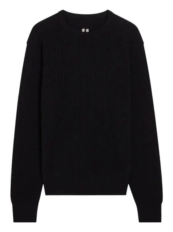 Rick Owens Ribbed Knit Crew Neck Sweater - Black