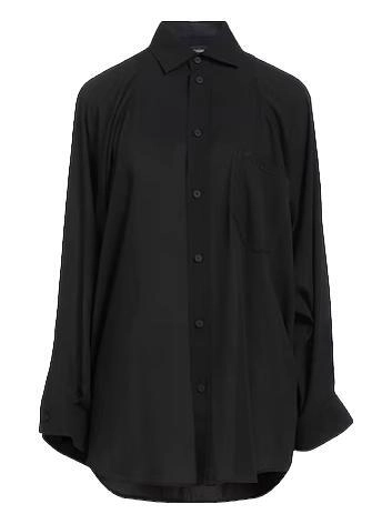 Balenciaga Oversized Crepe Shirt With Classic Collar - Black