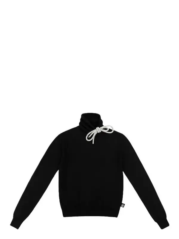 AREA Crystal-knot Turtleneck Sweater - Black