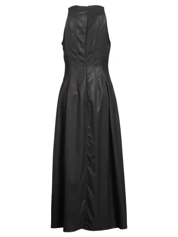 Brunello Cucinelli Metallic Crepe Round Neck Sleeveless Dress - Black