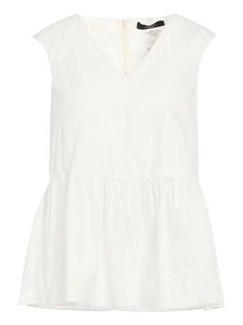 Max Mara Short Sleeved V-neck Peplum Top - White